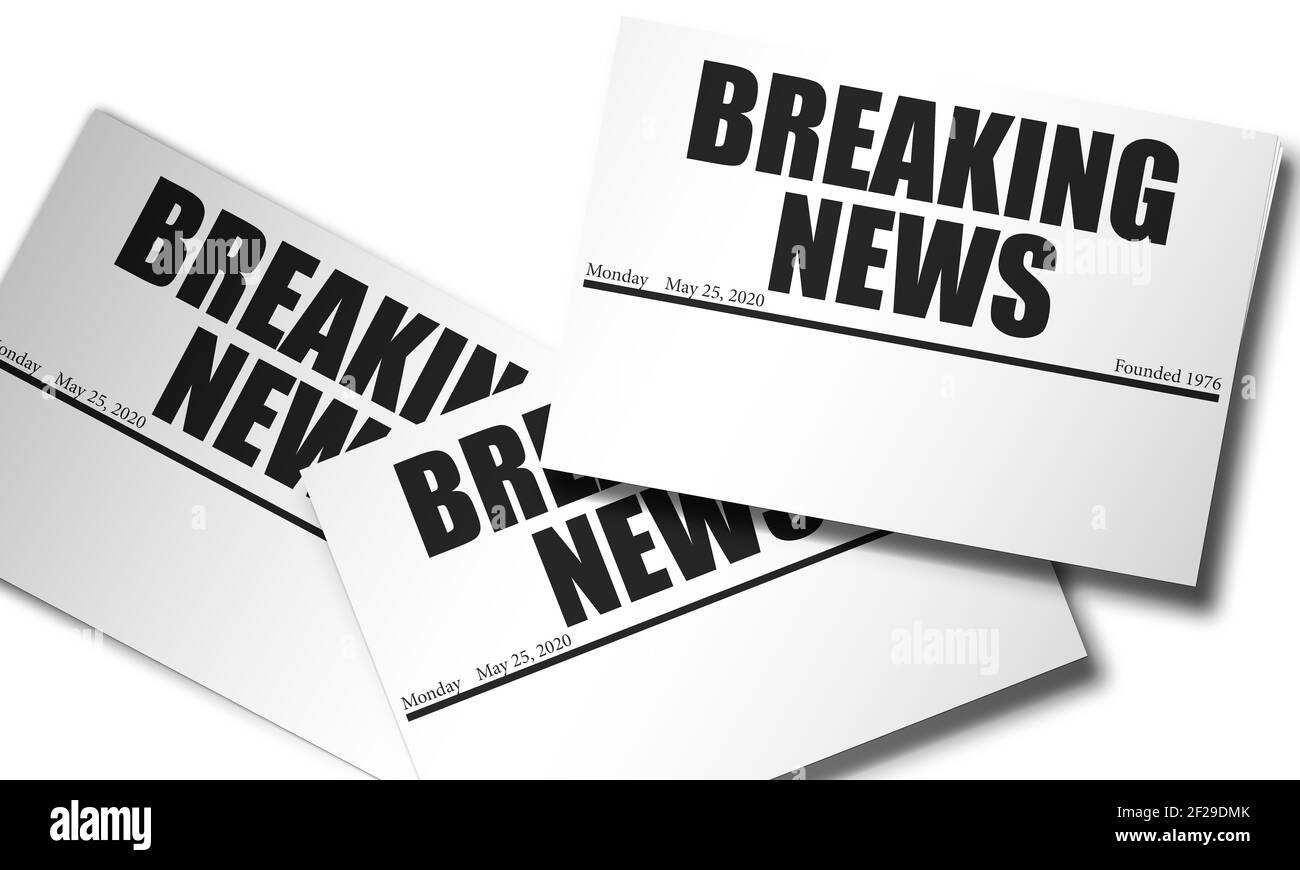 A 3d rendering of newspapers with breaking news headline Stock Photo ...