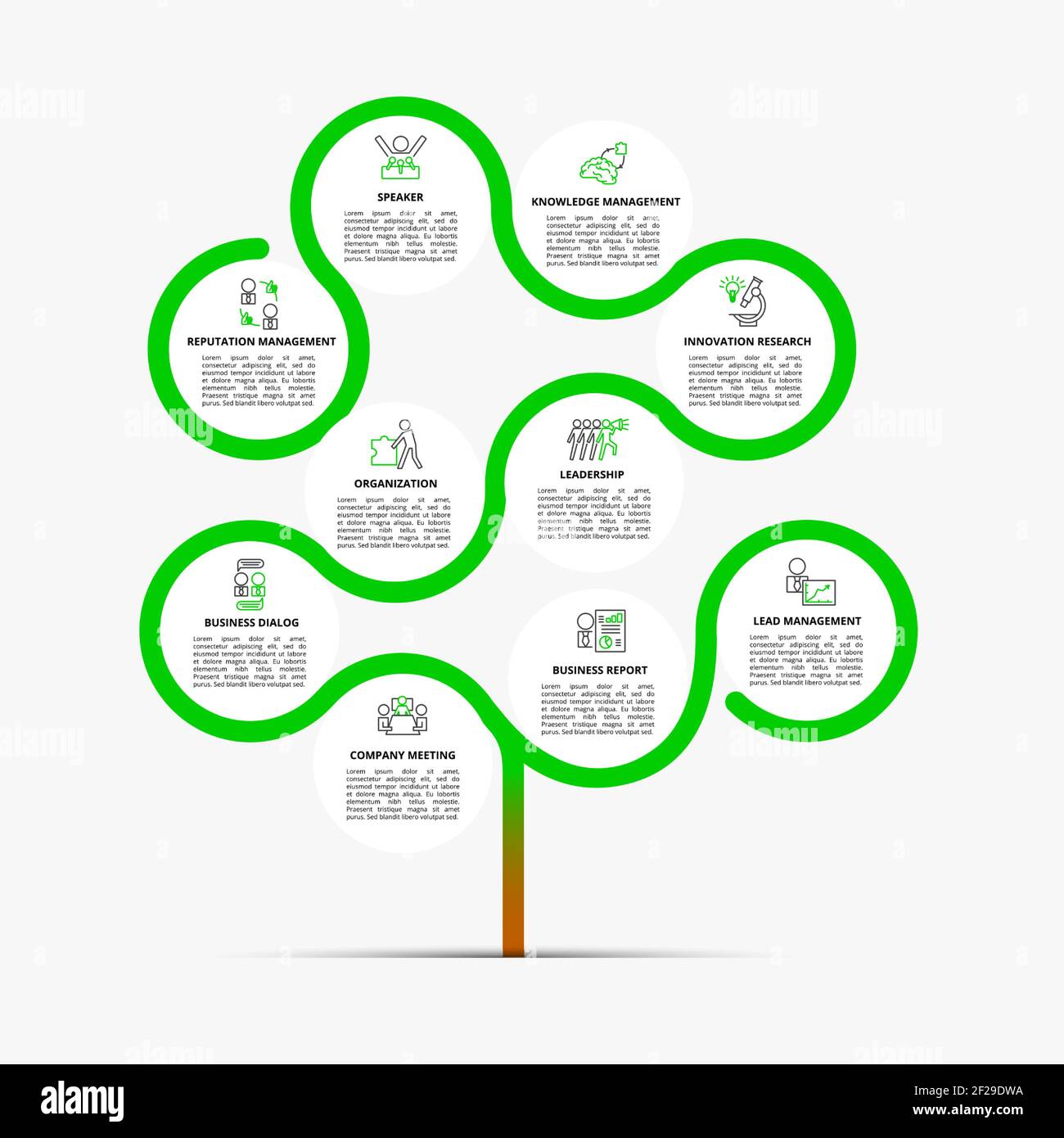 Infographic Reputation Management template. Icons in different colors ...