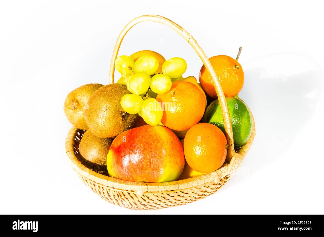 colorful orange, lemon, lime, kiwi, grape and apple fruits Stock Photo ...