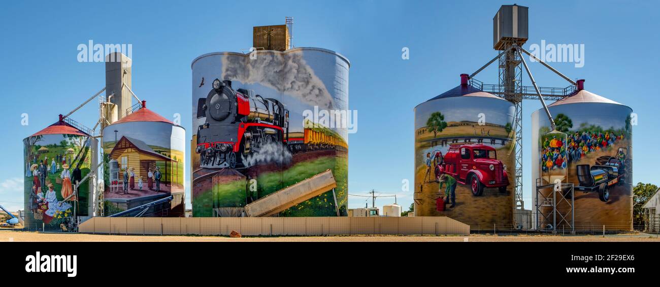 Silo Art at Colbinabbin Panorama, Victoria, Australia Stock Photo - Alamy