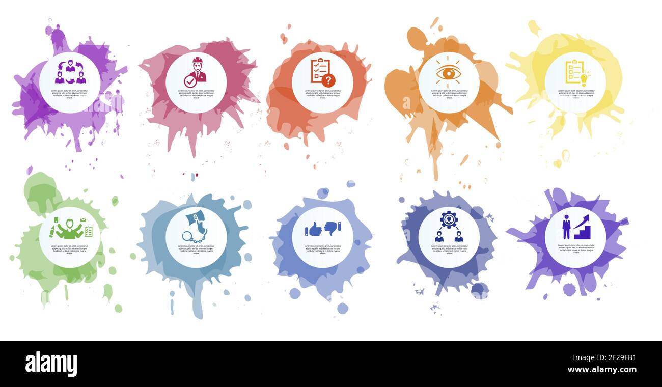 Infographic Management template. Icons in different colors. Include ...