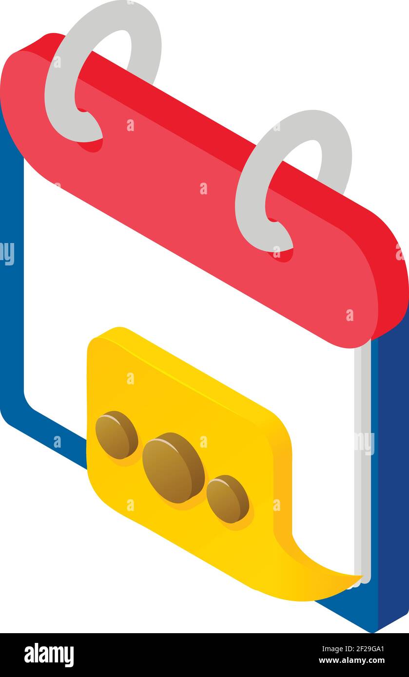 Calendar chat icon. Isometric illustration of calendar chat vector icon ...