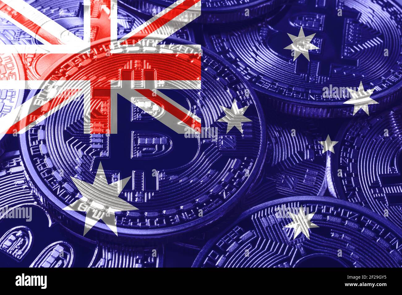 Australia bitcoin flag, national flag cryptocurrency concept black ...
