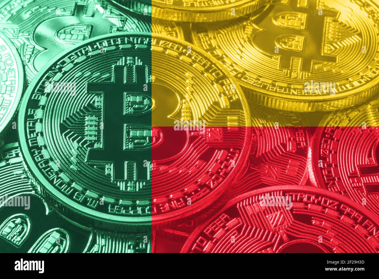 Benin bitcoin flag, national flag cryptocurrency concept black ...