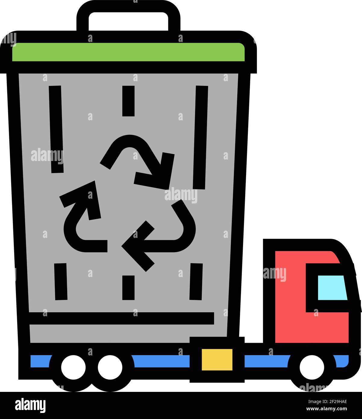 garbage removal and disposal logistics color icon vector illustration ...