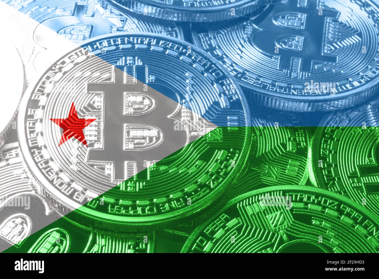 Djibouti bitcoin flag, national flag cryptocurrency concept black ...
