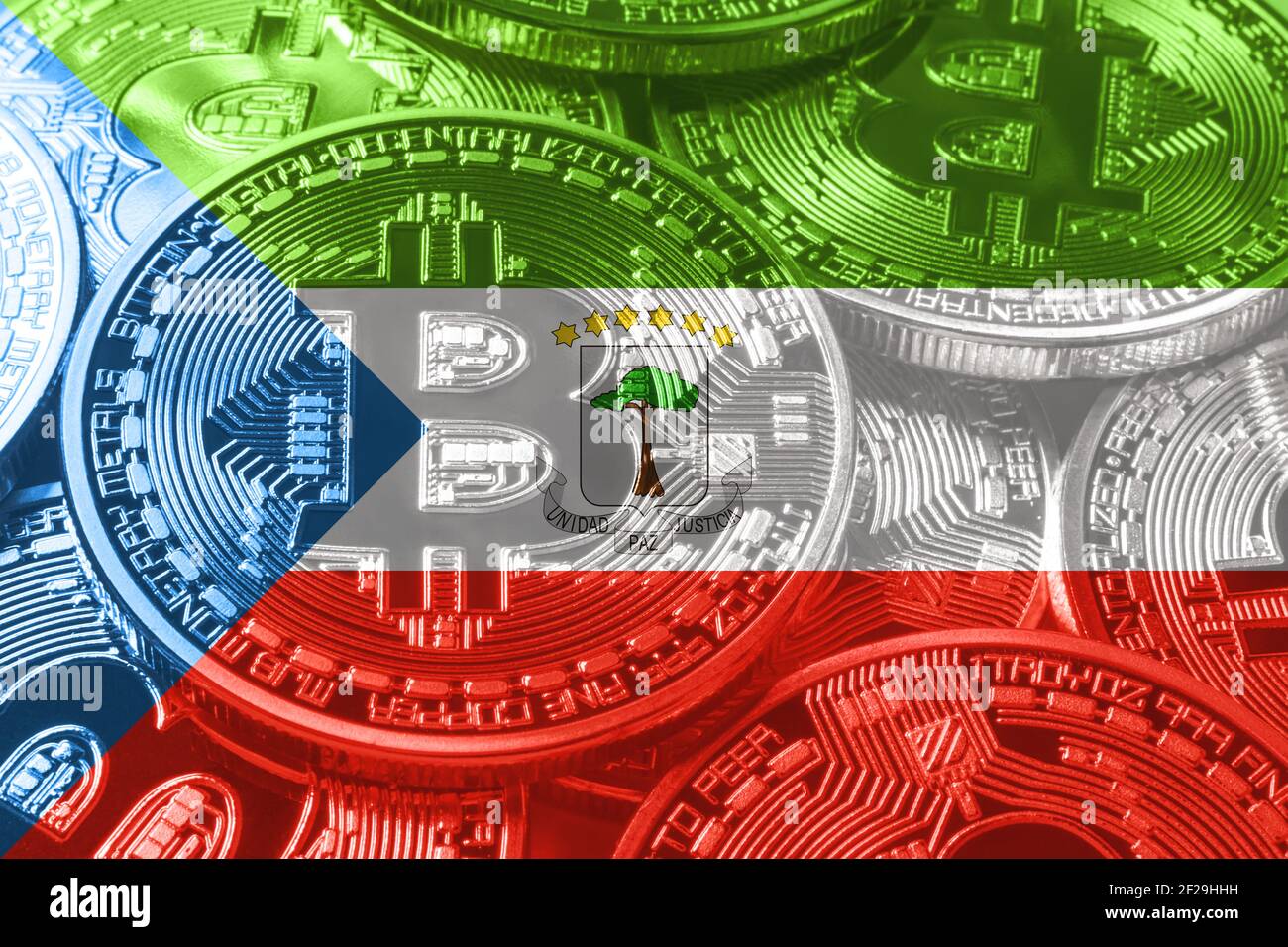 Equatorial Guinea bitcoin flag, national flag cryptocurrency concept ...