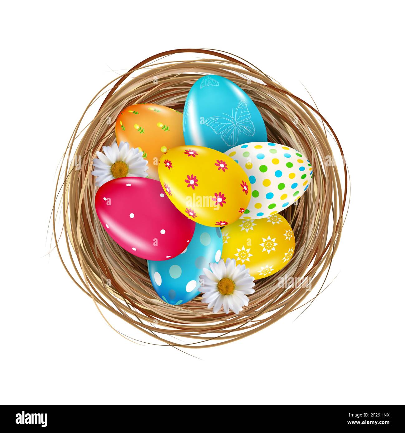 Easter Design Element Nest with Eggs. Vector Illustration Stock Vector ...