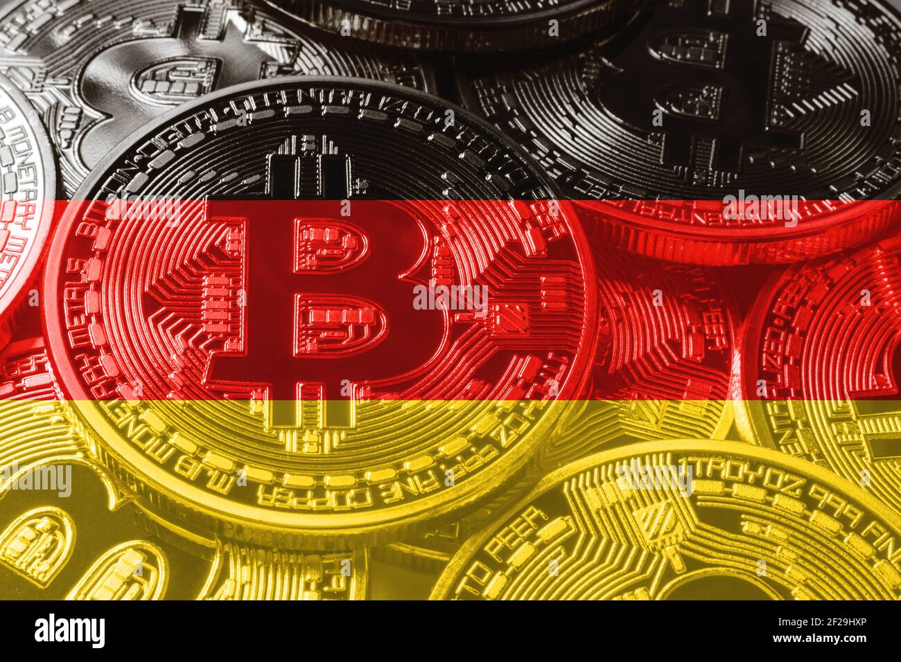 Germany bitcoin flag, national flag cryptocurrency concept black ...