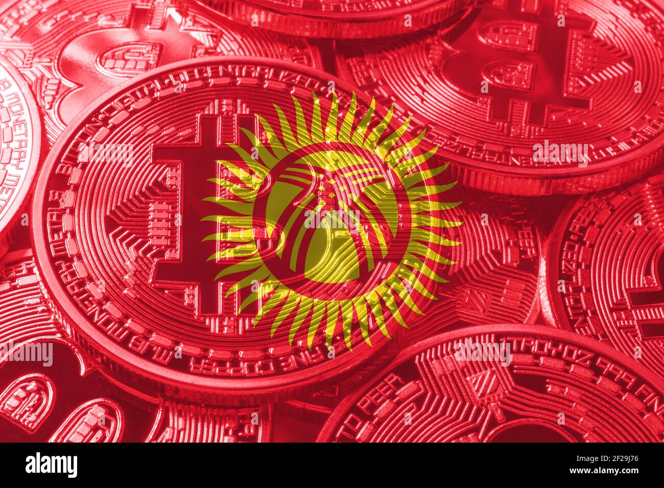 Kyrgyzstan bitcoin flag, national flag cryptocurrency concept black ...