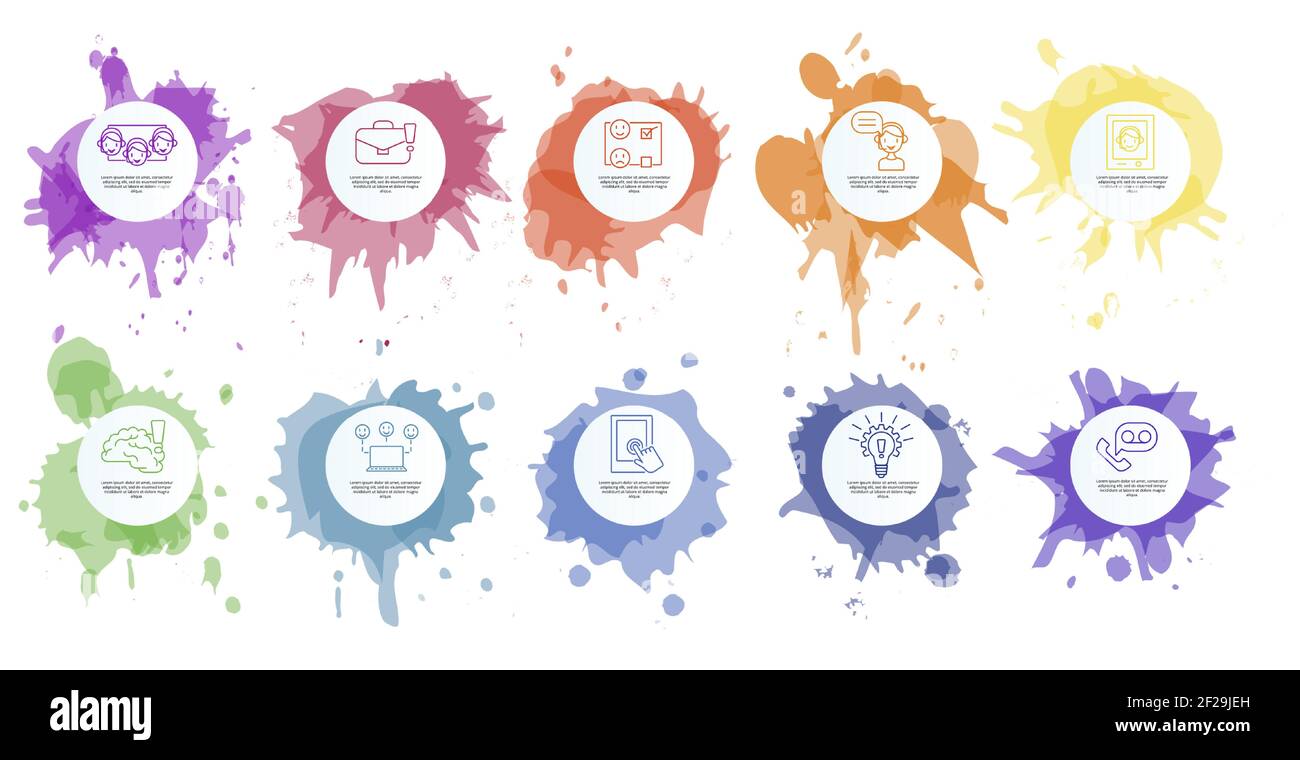 Infographic Customer Service template. Icons in different colors ...