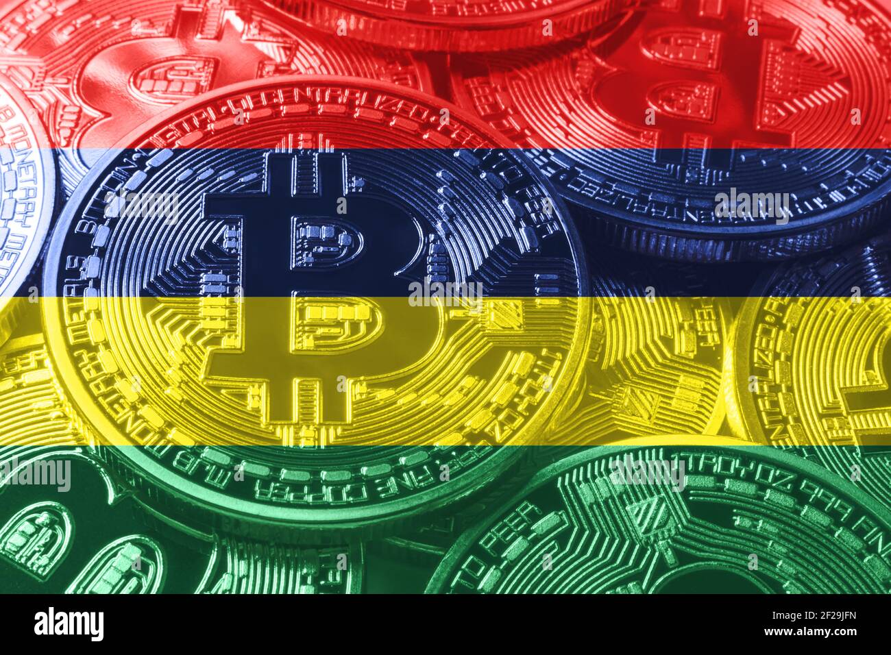Mauritius bitcoin flag, national flag cryptocurrency concept black ...
