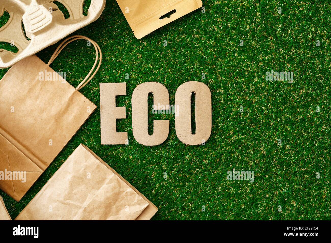 Craft paper eco bag, eco-friendly concept of consumption Stock Photo ...