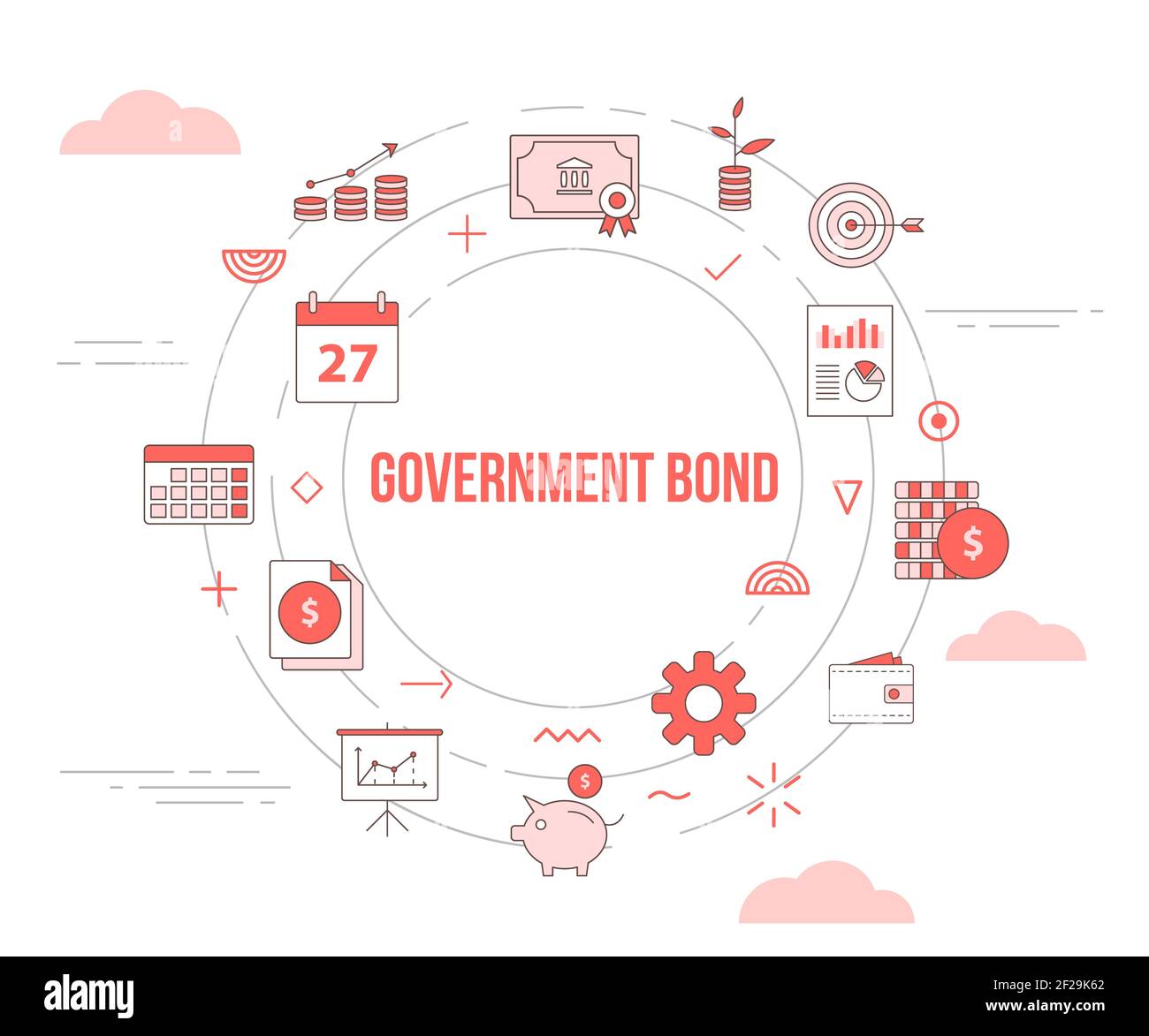 government bond concept with icon set template banner with modern ...