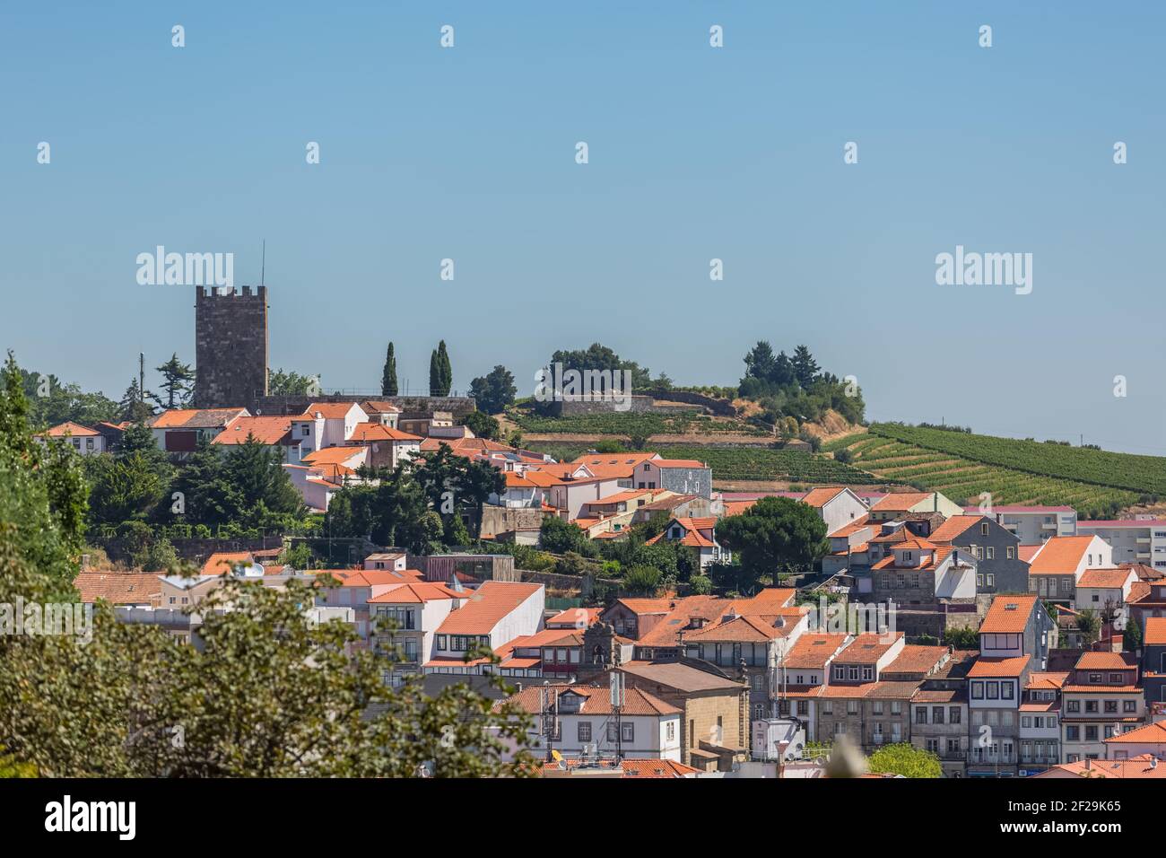 Lamego / Portugal - 07 25 2019 : View at the city Lamego downtown and ...