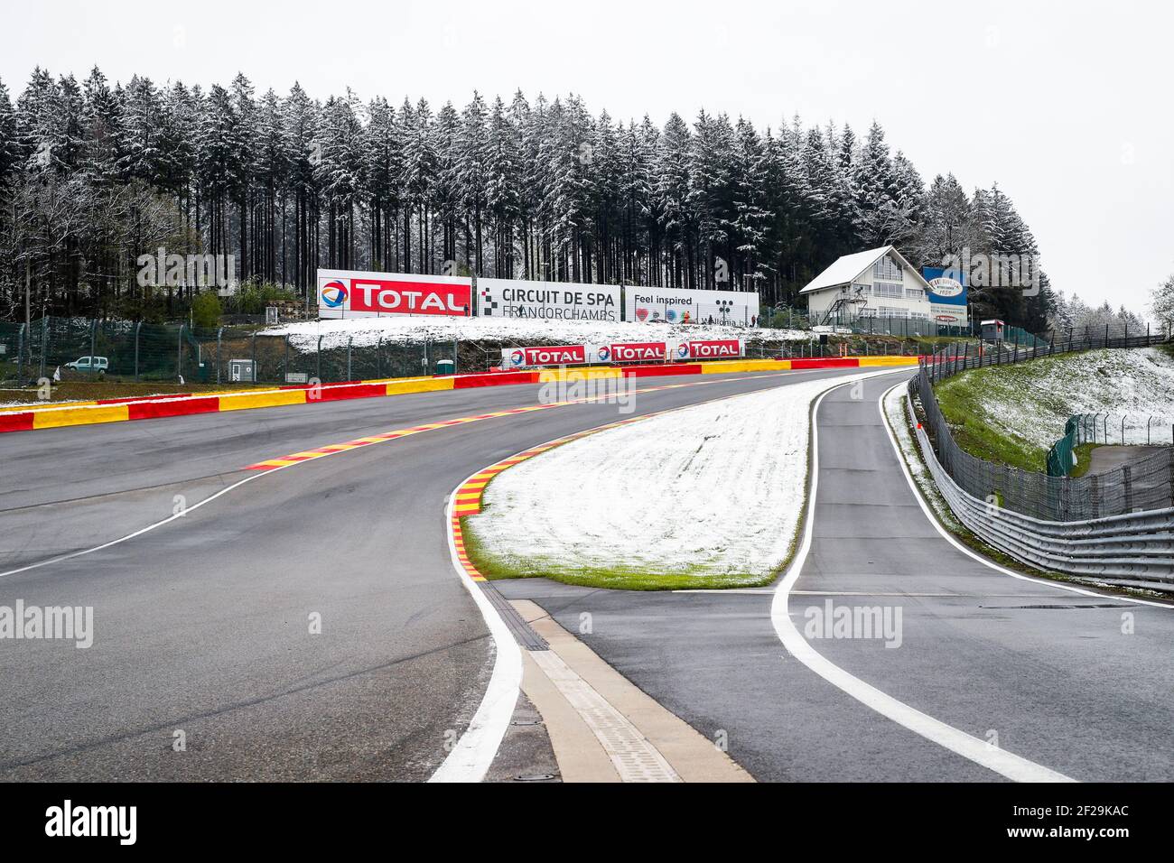 The snow on the Raidillon and Eau Rouge during the 2019 FIA WEC World ...
