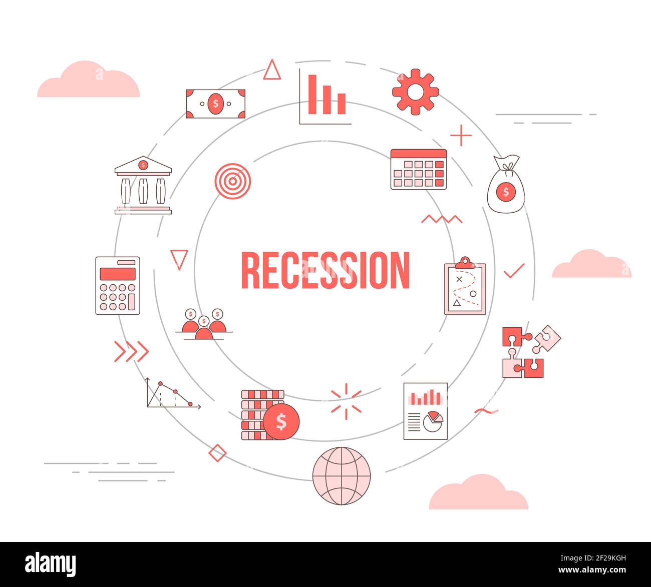 business recession concept with icon set template banner with modern ...