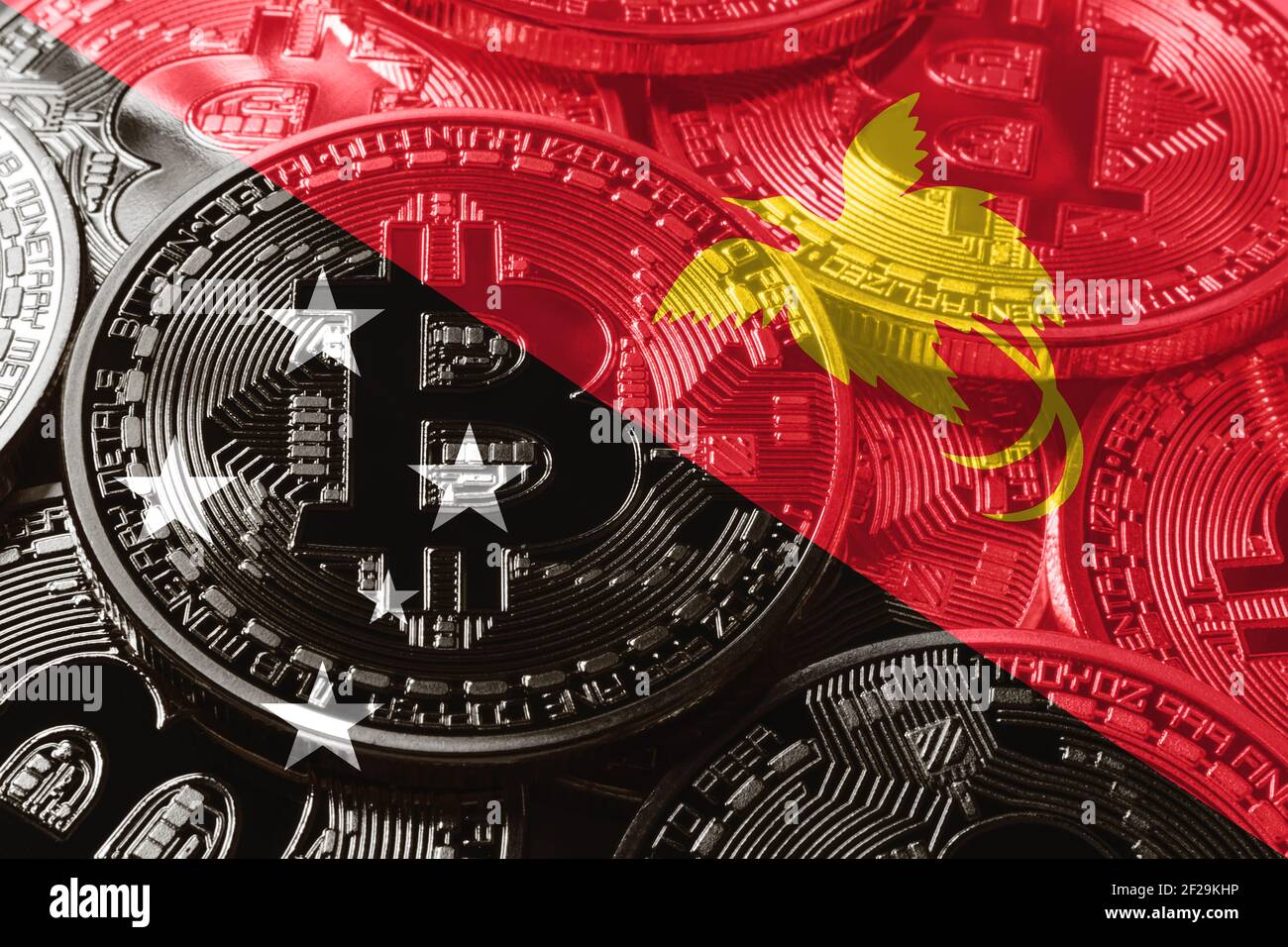 Papua New Guinea bitcoin flag, national flag cryptocurrency concept ...