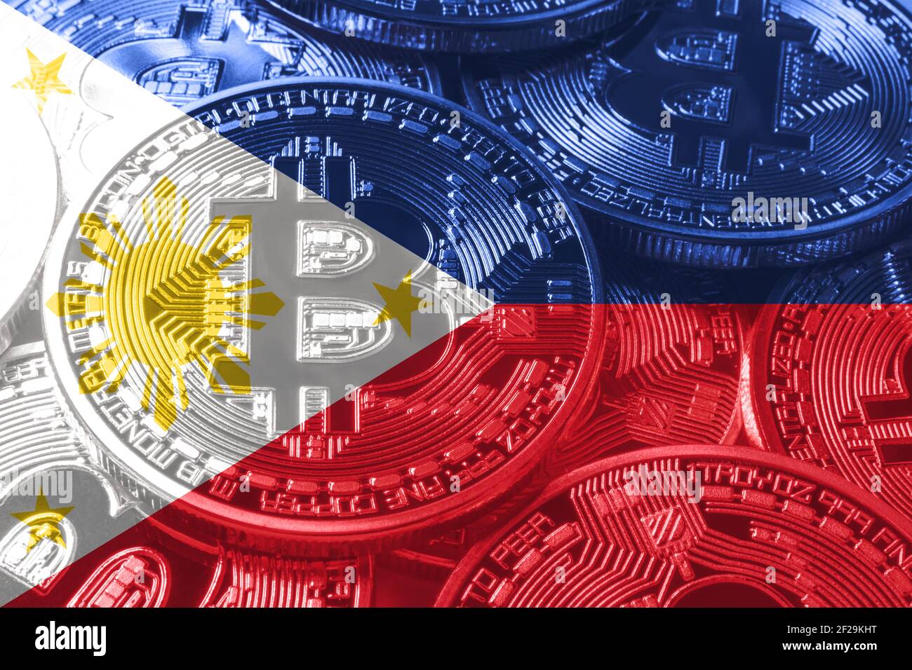 Philippines bitcoin flag, national flag cryptocurrency concept black ...