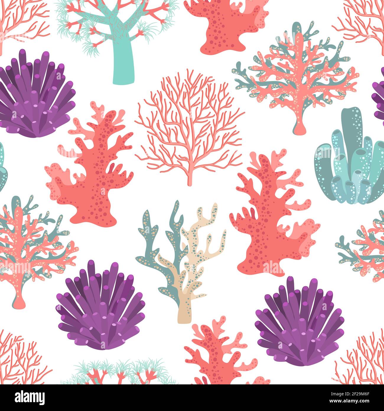 Corals seamless pattern. Life marine, colorful beautiful aquatic ...