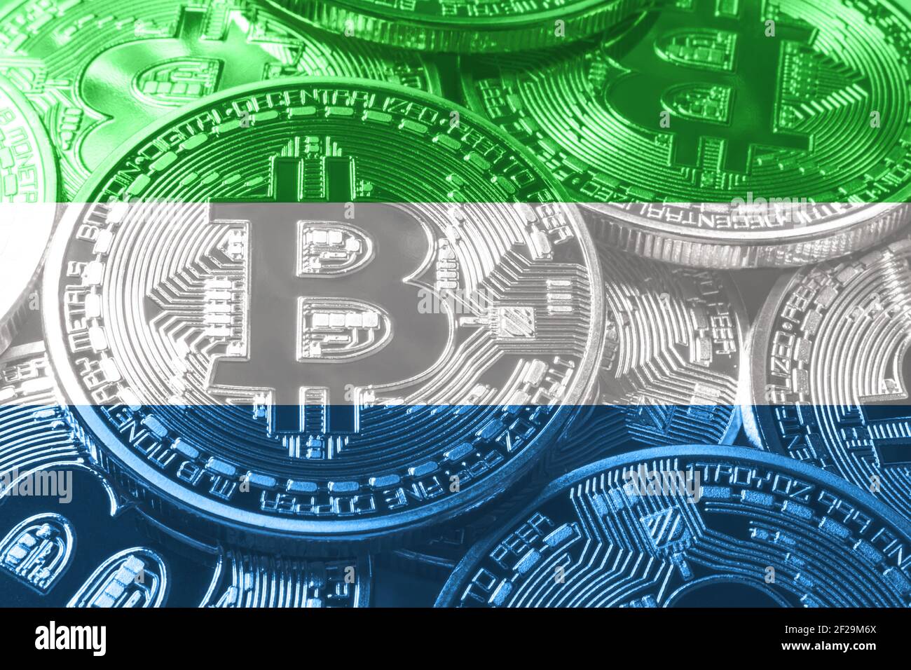 Sierra Leone bitcoin flag, national flag cryptocurrency concept black ...