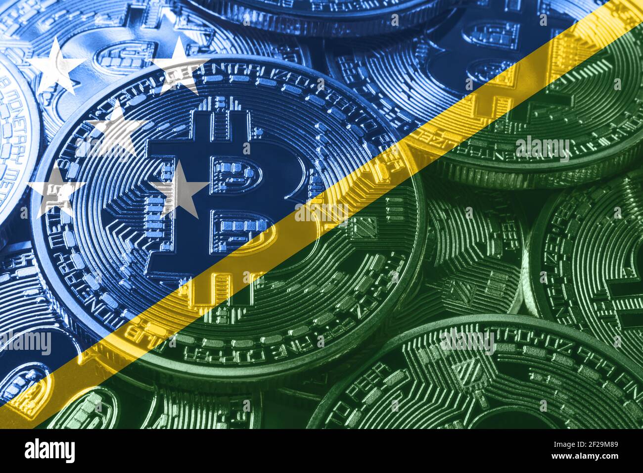 Solomon Islands bitcoin flag, national flag cryptocurrency concept ...