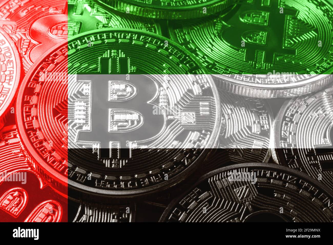 United Arab Emirates bitcoin flag, national flag cryptocurrency concept ...