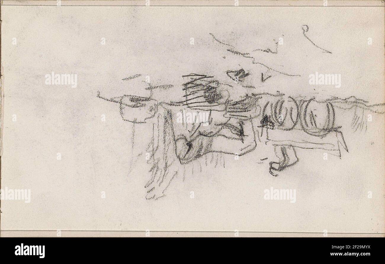 Paardenkar on a path.Leaf 19 recto from a sketchbook with 43 sheets ...