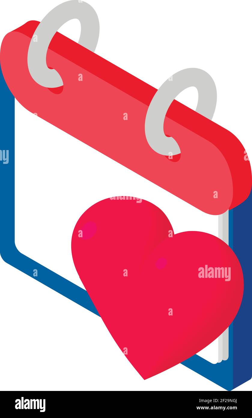 Heart calendar icon. Isometric illustration of heart calendar vector ...