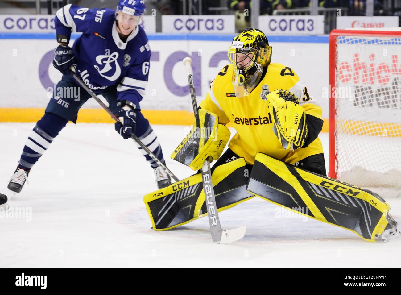 Moscow, Russia. 11th March, 2021. KHL Regular Season ice hockey match ...