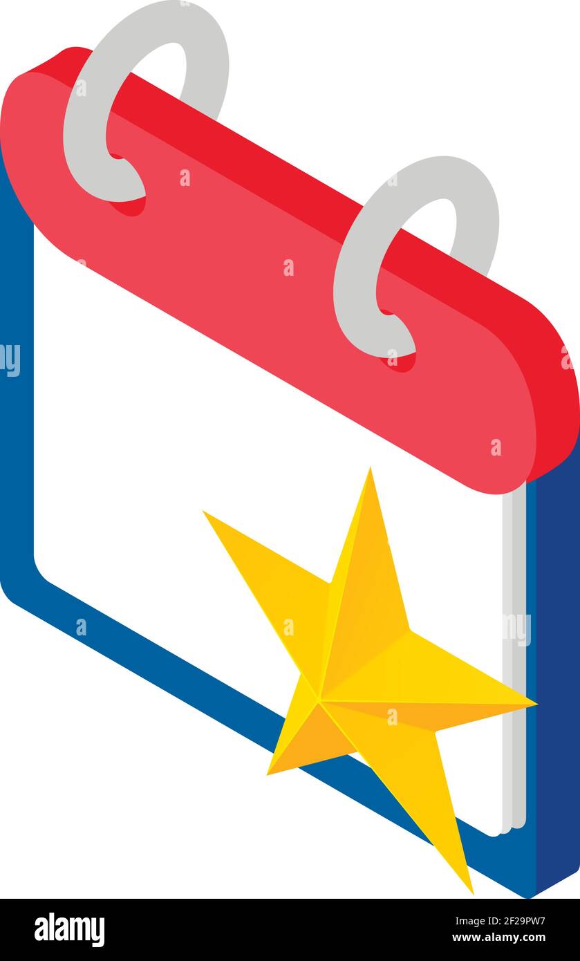 Star calendar icon. Isometric illustration of star calendar vector icon ...