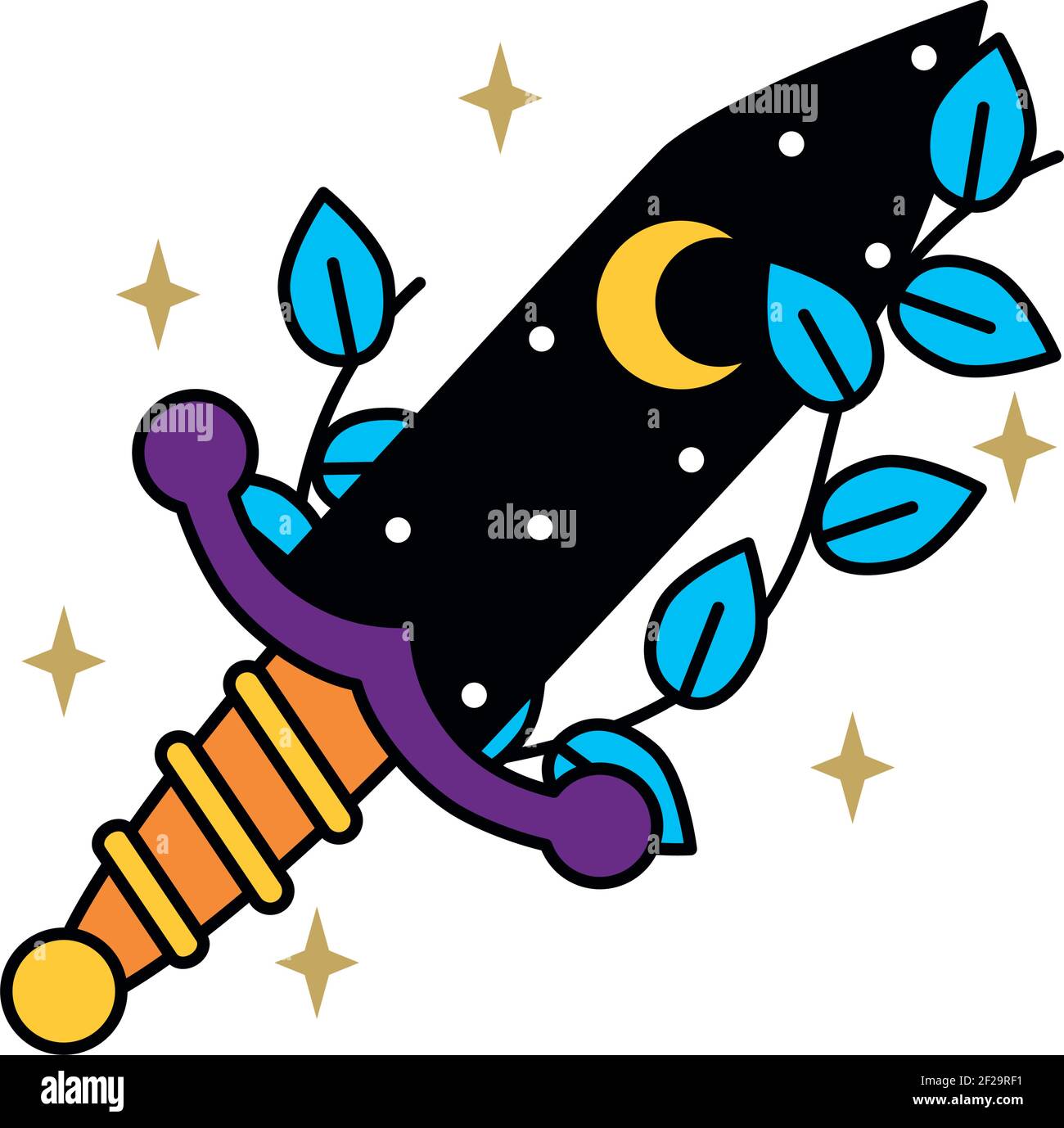 magic sword with leaves icon Stock Vector Image & Art - Alamy