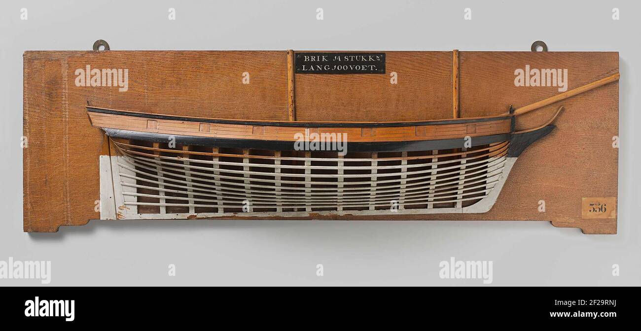 Half Model of a 14-Gun Brig.Polychromed mold model (starboard) of a ...