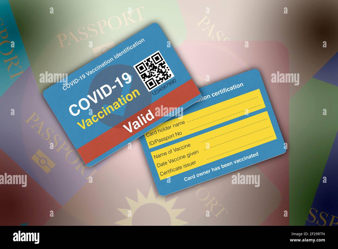 Front and back of Covid-19 vaccination identification card Stock Photo ...