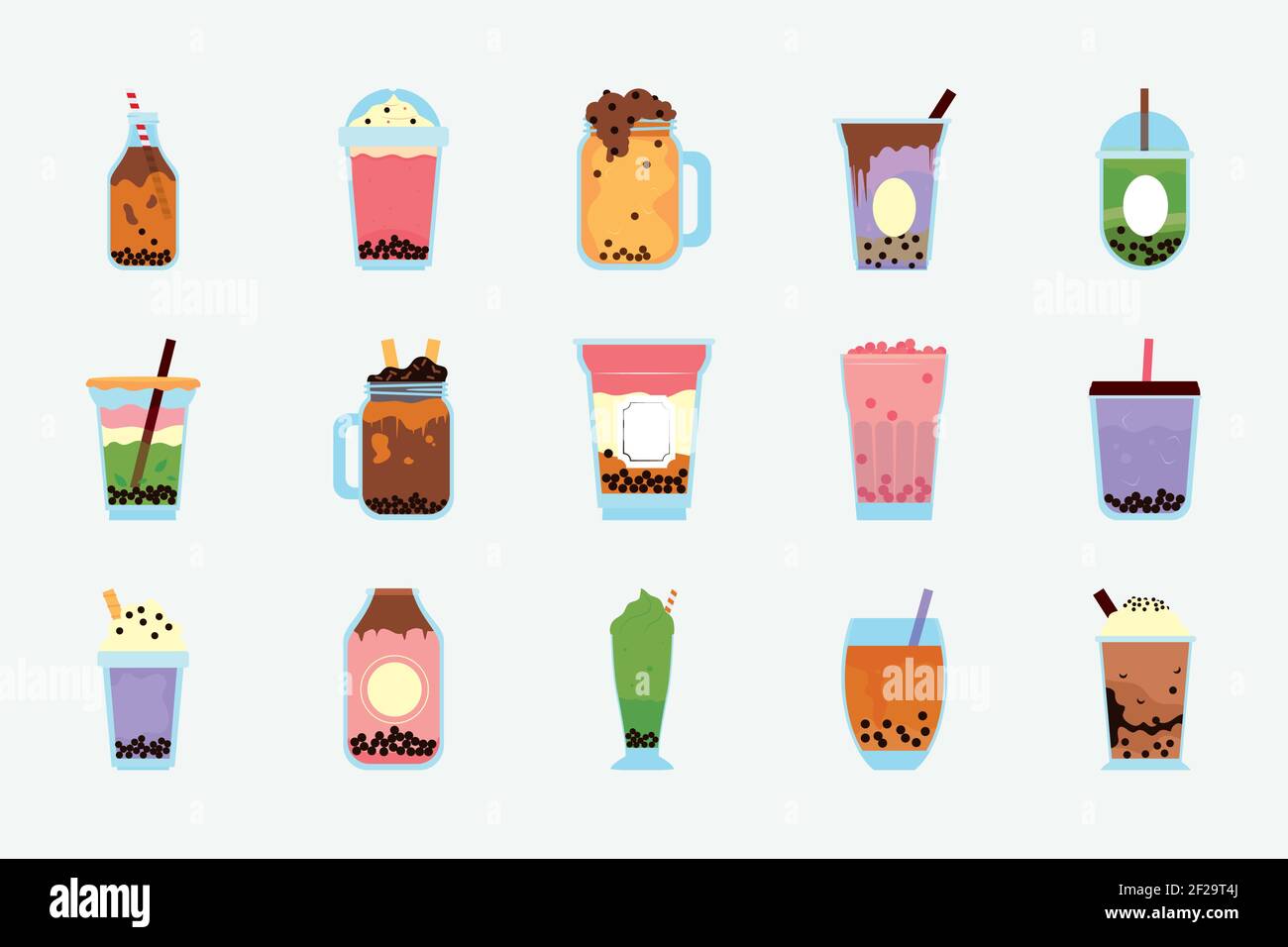 boba tea pearl drinks set Stock Vector Image & Art - Alamy
