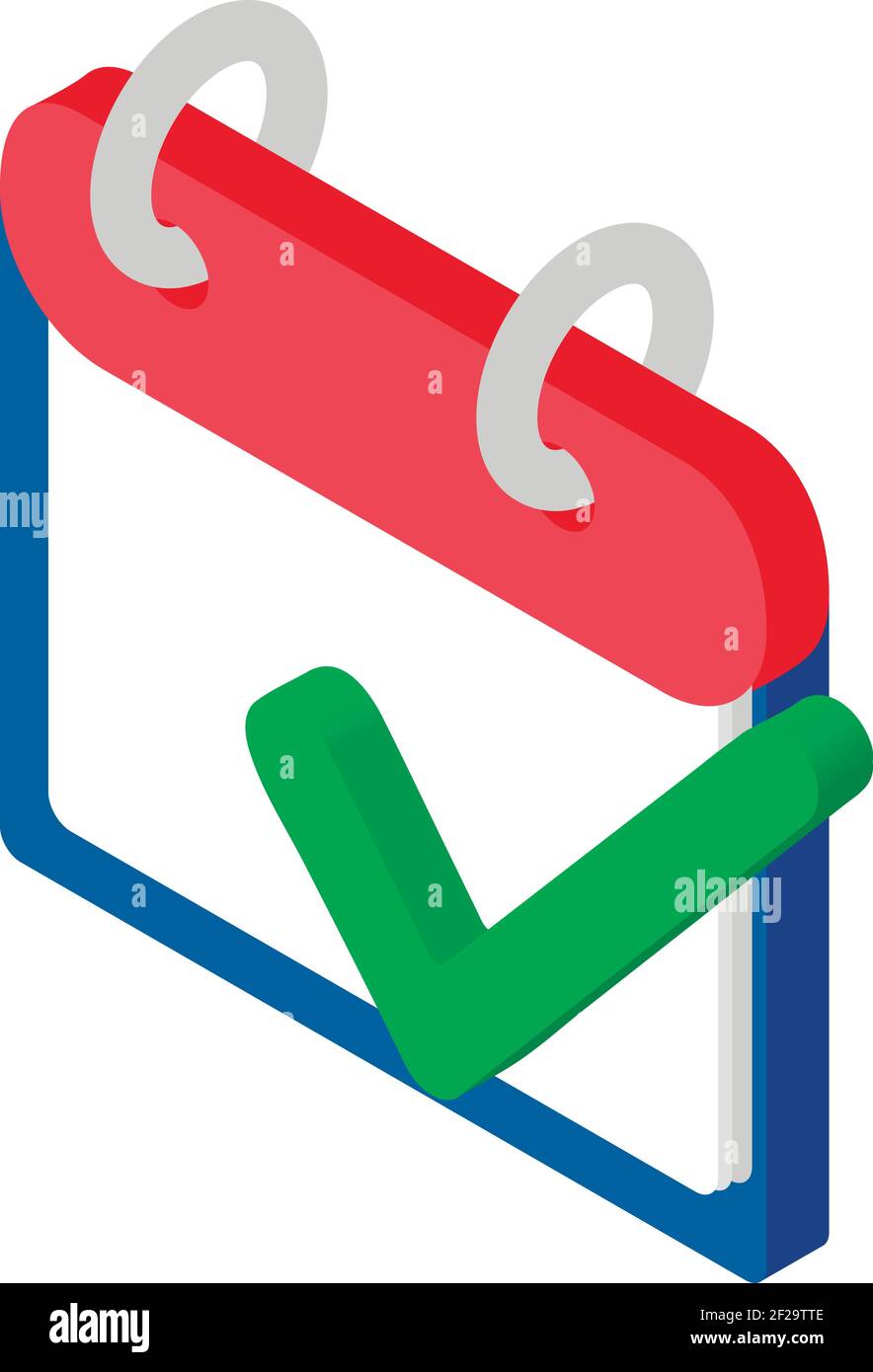Calendar checkmark icon. Isometric illustration of calendar checkmark ...