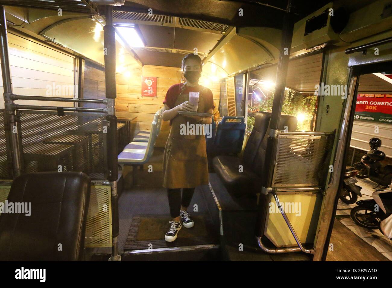 culinary on the bus which is transformed into a cafe Stock Photo - Alamy