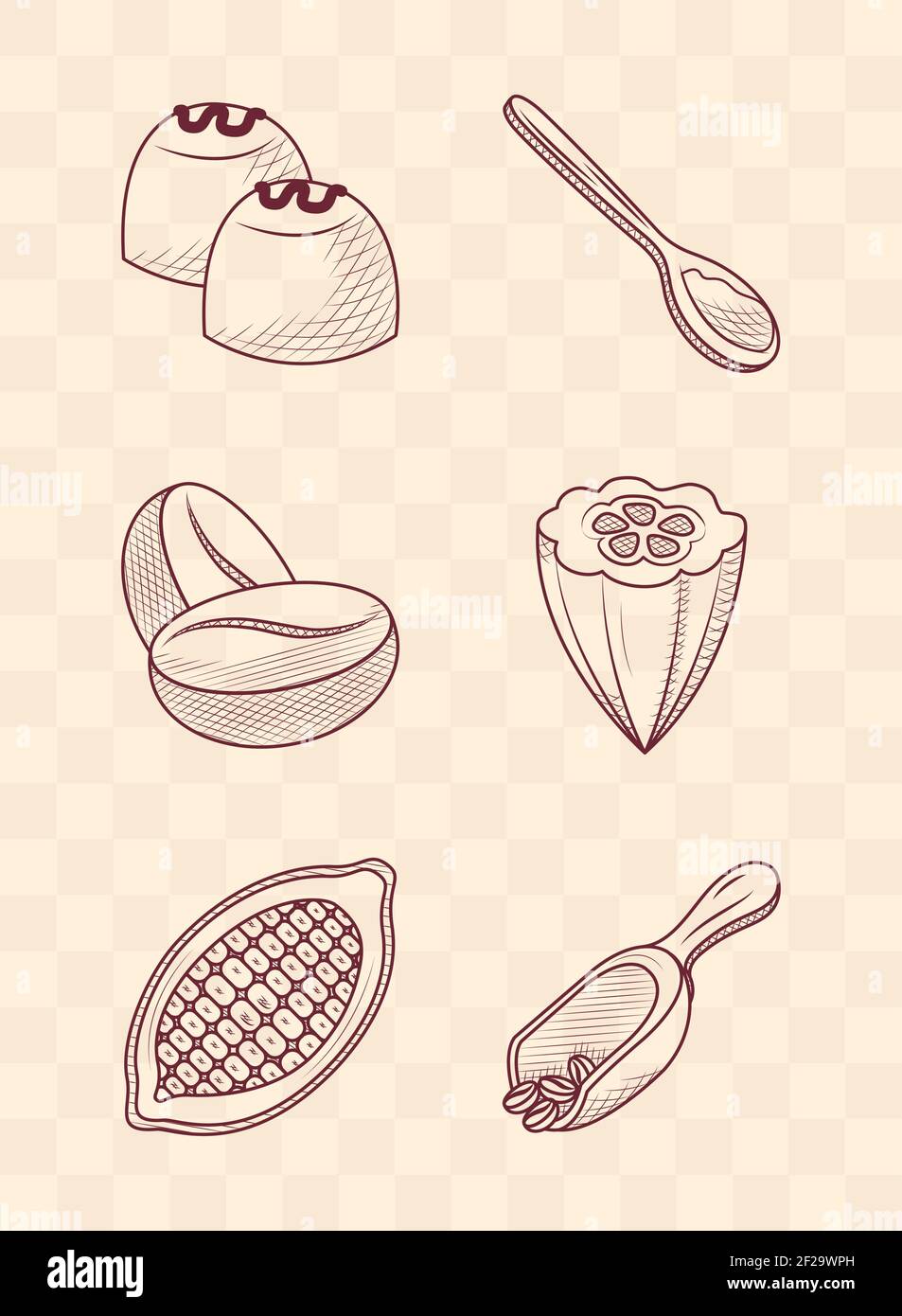 Cocoa beans on spoon Stock Vector Images - Alamy