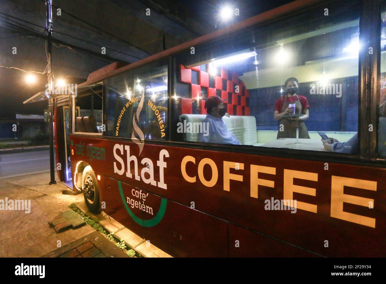 culinary on the bus which is transformed into a cafe Stock Photo - Alamy