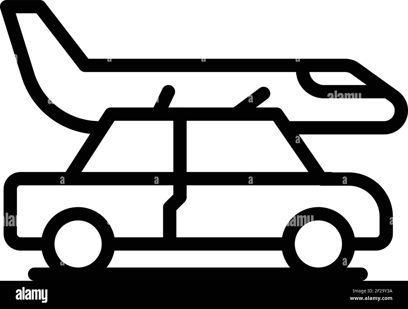 Car and planeicon. Outline car and planevector icon for web design ...