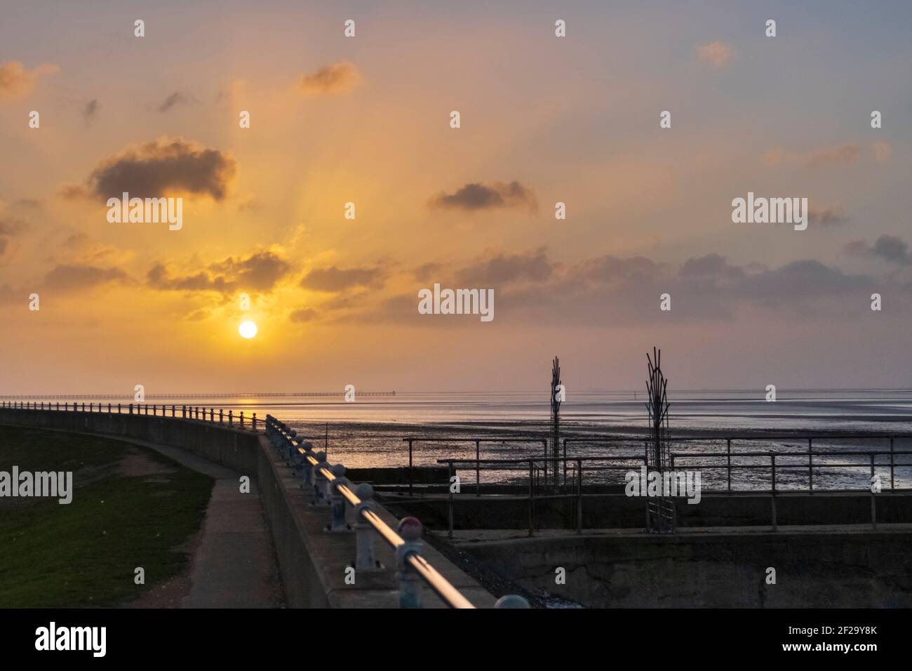 Thames Estuary, UK. 11th March 2021 - After a night of heavy rain the ...