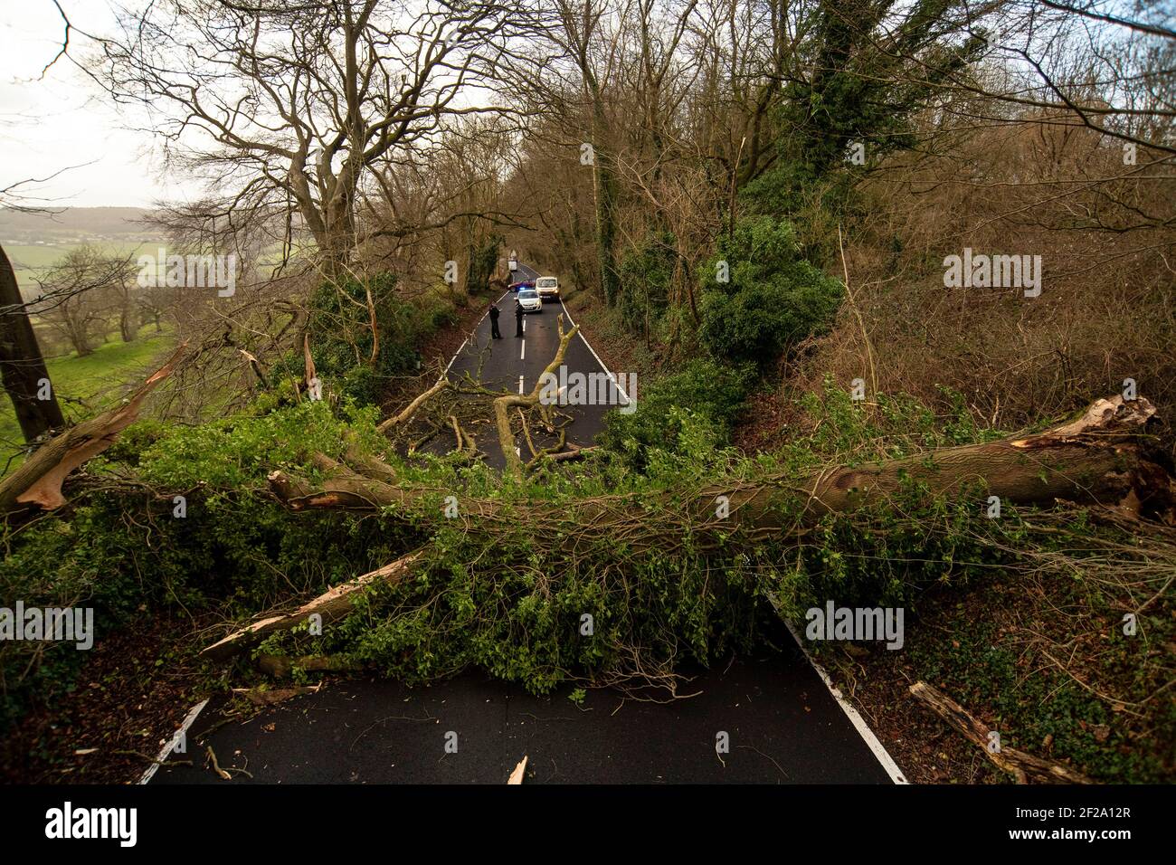 Police cars block road hi-res stock photography and images - Alamy