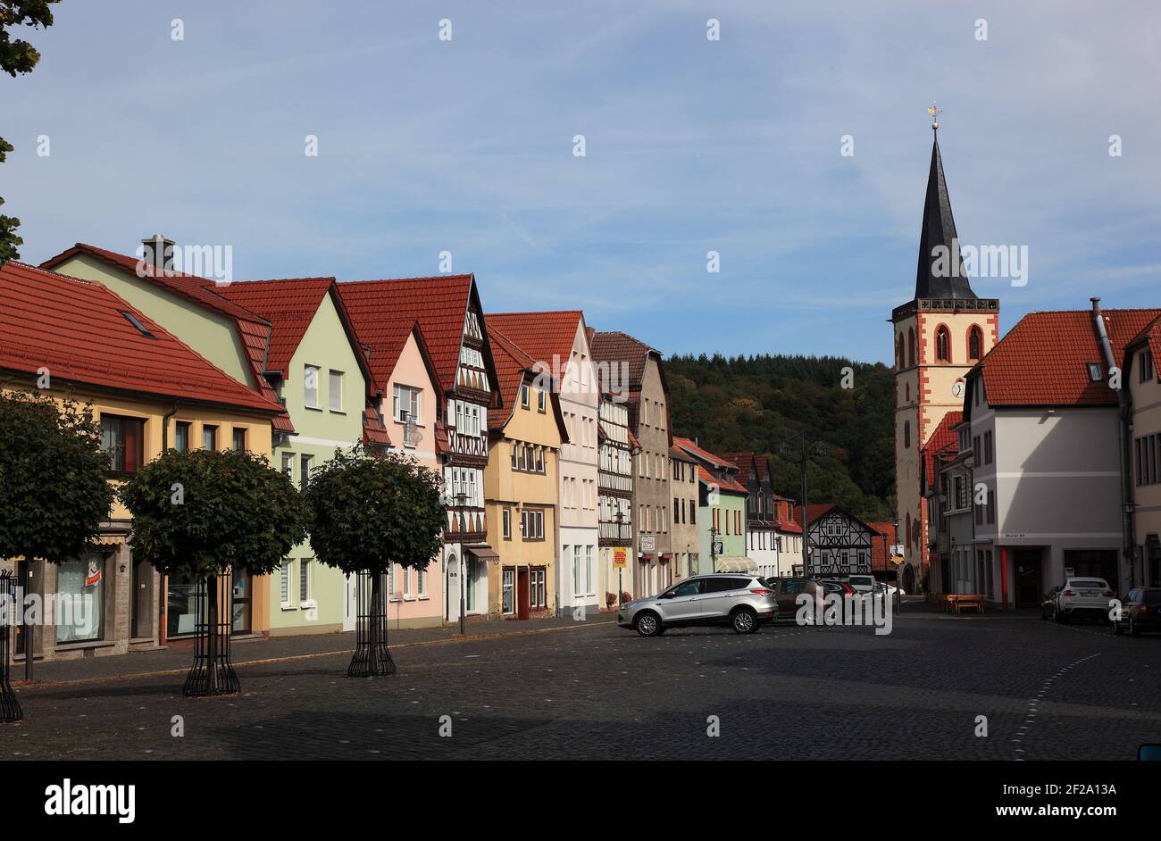 Town center and town church, Vacha, Wartburgkreis, Thuringia, Germany ...