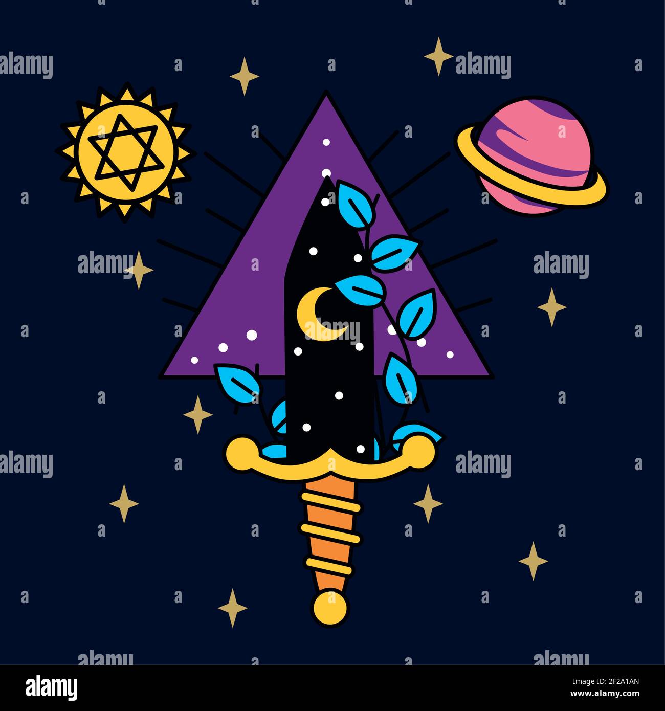 esoteric sword with magic symbols Stock Vector Image & Art - Alamy