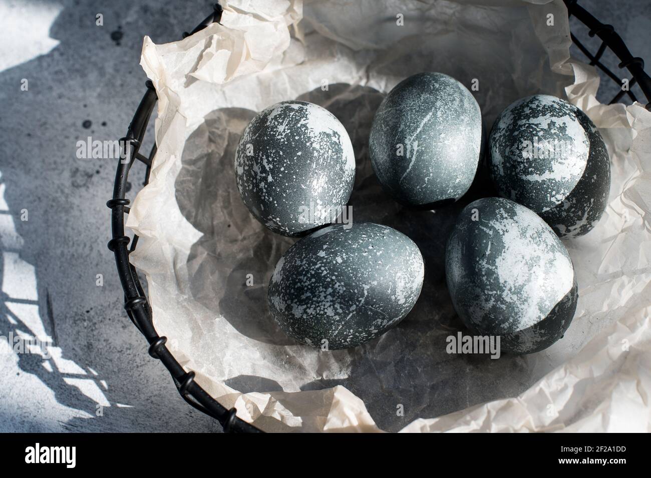 Happy Easter. Stylish easter grey eggs. Series of eggs with marble ...