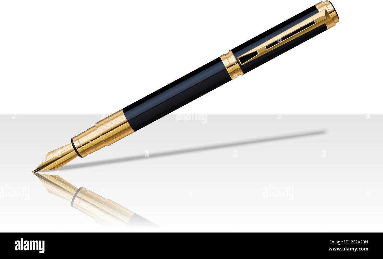 photorealistic fountain pen isolated on white background Stock Vector ...