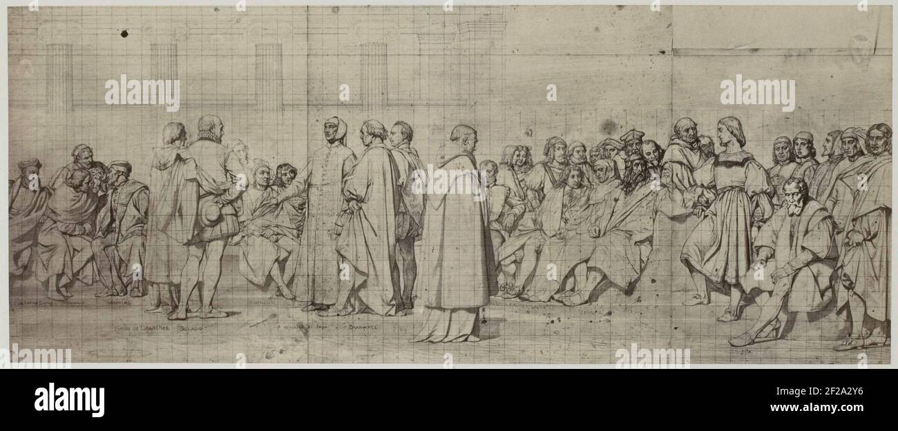 Photo production of painting by Paul Delaroche: Cartons de l'Hemicycle ...