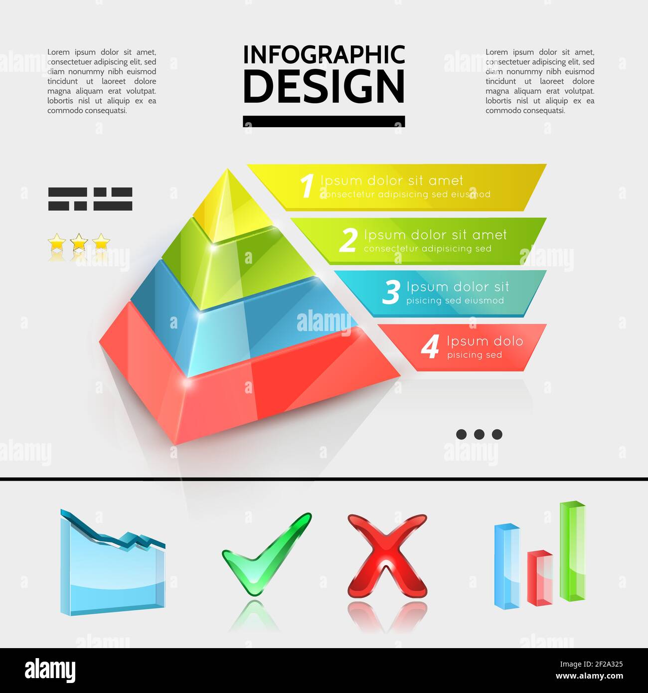 Colorful business infographic elements concept with marketing pyramid ...