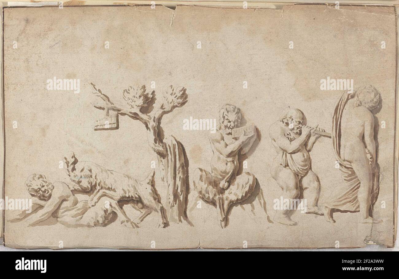 Two centaurs, a goat, a tree and two people figures Stock Photo - Alamy