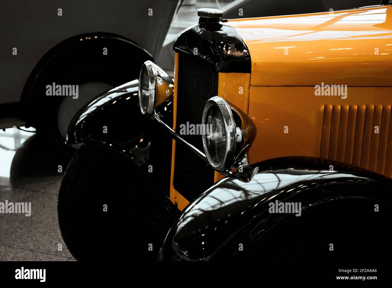 4 June 2019, Moscow, Russia: side view of Peugeot 5CV (yellow) 1925 ...